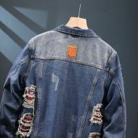 China Blue Blue Fabric Hem Long Sleeve french workwear jacket wholesale Polyester 19% Single Breasted Custom (JK5102) for sale