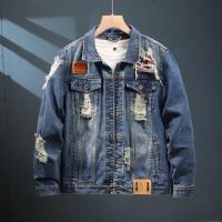 China Blue Blue Fabric Hem Long Sleeve french workwear jacket wholesale Polyester 19% Single Breasted Custom (JK5102) for sale