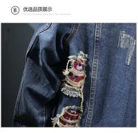 China Blue Blue Fabric Hem Long Sleeve french workwear jacket wholesale Polyester 19% Single Breasted Custom (JK5102) for sale