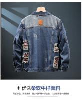 China Blue Blue Fabric Hem Long Sleeve french workwear jacket wholesale Polyester 19% Single Breasted Custom (JK5102) for sale