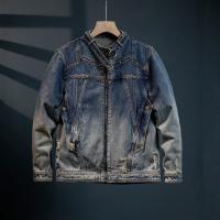 China Solid Color Solid Color Youth Trend Long Sleeve mens denim jacket wholesale Polyester 19% Zipper Custom (JK712) for sale