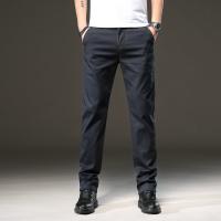 China Solid Color Daily Mid Waist Solid Color dress pants wholesale price Dark Grey Off White Regular Custom (P352) for sale