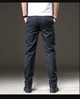 China Solid Color Daily Mid Waist Solid Color dress pants wholesale price Dark Grey Off White Regular Custom (P352) for sale