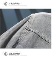 China Light Blue Solid Color Long Sleeve french workwear jacket wholesale Urban Fashion Regular Custom (CS006) for sale