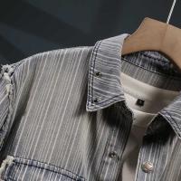China Autumn Light Blue Youth Trend french workwear jacket wholesale Long Sleeve Regular Custom (CS015) for sale