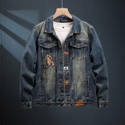 China Standard Blue Fabric Hem Embroidered french workwear jacket wholesale Youth Trend Long Sleeve Custom (JK558) for sale