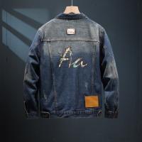 China Blue Blue Printed Fabric Hem french workwear jacket wholesale Long Sleeve Polyester 19% Custom (JK548) for sale