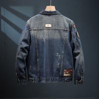 China Blue Blue Fabric Hem Solid Color french workwear jacket wholesale Long Sleeve Polyester 19% Custom (JK549) for sale