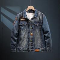 China Blue Blue Fabric Hem Solid Color french workwear jacket wholesale Long Sleeve Polyester 19% Custom (JK549) for sale