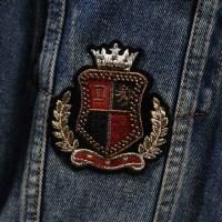 China Loose Fit Blue Fabric Hem Embroidered french workwear jacket wholesale Long Sleeve Polyester 19% Custom (JK537) for sale