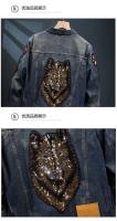 China Loose Fit Blue Fabric Hem Embroidered french workwear jacket wholesale Long Sleeve Polyester 19% Custom (JK537) for sale