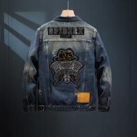 China Polyester 19% Blue Fabric Hem Embroidered french workwear jacket wholesale Youth Trend Long Sleeve Custom (JK541) for sale