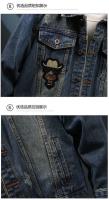 China Polyester 19% Blue Fabric Hem Embroidered french workwear jacket wholesale Youth Trend Long Sleeve Custom (JK541) for sale