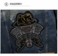 China Polyester 19% Blue Fabric Hem Embroidered french workwear jacket wholesale Youth Trend Long Sleeve Custom (JK541) for sale