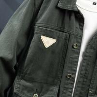 China Dark Green Fabric Hem Embroidered french workwear jacket wholesale Cotton 100% Solid Color Custom (JK544) for sale