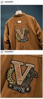 China Dark Green Fabric Hem Embroidered french workwear jacket wholesale Cotton 100% Solid Color Custom (JK544) for sale