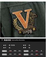 China Dark Green Fabric Hem Embroidered french workwear jacket wholesale Cotton 100% Solid Color Custom (JK544) for sale