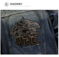 China Embroidered Blue Blue Fabric Hem Embroidered french workwear jacket wholesale Solid Color Youth Trend Custom (JK535) for sale