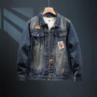 China Printed Blue Printed Fabric Hem french workwear jacket wholesale Youth Trend Long Sleeve Custom (JK580) for sale