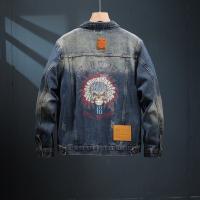 China Printed Blue Printed Fabric Hem french workwear jacket wholesale Youth Trend Long Sleeve Custom (JK580) for sale