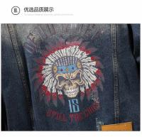 China Printed Blue Printed Fabric Hem french workwear jacket wholesale Youth Trend Long Sleeve Custom (JK580) for sale