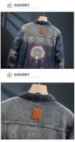 China Printed Blue Printed Fabric Hem french workwear jacket wholesale Youth Trend Long Sleeve Custom (JK580) for sale