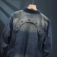 China Blue Solid Color Long Sleeve biker jacket wholesale Polyester 19% Urban Fashion Custom (JK525) for sale
