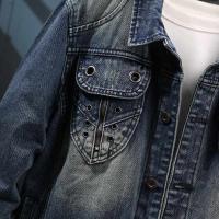 China Blue Solid Color Long Sleeve biker jacket wholesale Polyester 19% Urban Fashion Custom (JK525) for sale