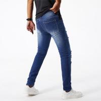 China Distressed Mid Waist Distressed Light Blue wholesale skinny jeans mens Urban Fashion Slight Stretch Custom (Y231) for sale