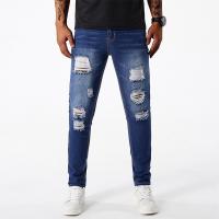 China Distressed Mid Waist Distressed Light Blue wholesale skinny jeans mens Urban Fashion Slight Stretch Custom (Y231) for sale