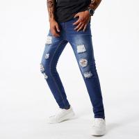 China Distressed Mid Waist Distressed Light Blue wholesale skinny jeans mens Urban Fashion Slight Stretch Custom (Y231) for sale