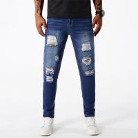 China Distressed Mid Waist Distressed Light Blue wholesale skinny jeans mens Urban Fashion Slight Stretch Custom (Y231) for sale