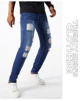 China Distressed Mid Waist Distressed Light Blue wholesale skinny jeans mens Urban Fashion Slight Stretch Custom (Y231) for sale