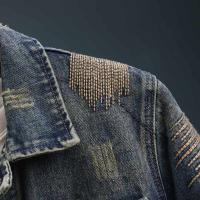 China Loose Fit Blue Solid Color Long Sleeve french workwear jacket wholesale Polyester 19% Urban Fashion Custom (JK524) for sale