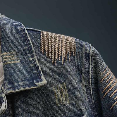 China Loose Fit Blue Solid Color Long Sleeve french workwear jacket wholesale Polyester 19% Urban Fashion Custom (JK524) for sale