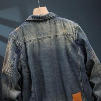 China Loose Fit Blue Solid Color Long Sleeve french workwear jacket wholesale Polyester 19% Urban Fashion Custom (JK524) for sale