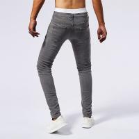 China Mid Waist Distressed Urban Fashion wholesale skinny jeans mens Slight Stretch Black Blue Grey Custom (TM220) for sale