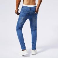 China Mid Waist Distressed Urban Fashion wholesale skinny jeans mens Slight Stretch Black Blue Grey Custom (TM220) for sale