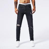 China Mid Waist Distressed Urban Fashion wholesale skinny jeans mens Slight Stretch Black Blue Grey Custom (TM220) for sale