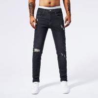 China Mid Waist Distressed Urban Fashion wholesale skinny jeans mens Slight Stretch Black Blue Grey Custom (TM220) for sale