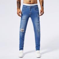 China Mid Waist Distressed Urban Fashion wholesale skinny jeans mens Slight Stretch Black Blue Grey Custom (TM220) for sale