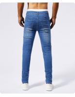 China Mid Waist Distressed Urban Fashion wholesale skinny jeans mens Slight Stretch Black Blue Grey Custom (TM220) for sale