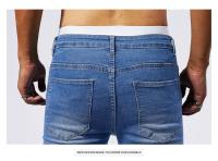 China Mid Waist Distressed Urban Fashion wholesale skinny jeans mens Slight Stretch Black Blue Grey Custom (TM220) for sale