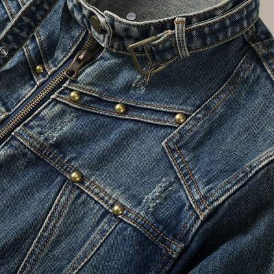 China Regular Solid Color Youth Trend Long Sleeve mens denim jacket wholesale Polyester 19% Zipper Custom (JK712) for sale
