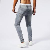 China Grey Mid Waist Urban Fashion wholesale skinny jeans mens Distressed Vintage Washed Regular Custom (Y230) for sale