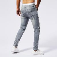 China Grey Mid Waist Urban Fashion wholesale skinny jeans mens Distressed Vintage Washed Regular Custom (Y230) for sale