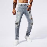 China Grey Mid Waist Urban Fashion wholesale skinny jeans mens Distressed Vintage Washed Regular Custom (Y230) for sale