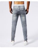 China Grey Mid Waist Urban Fashion wholesale skinny jeans mens Distressed Vintage Washed Regular Custom (Y230) for sale
