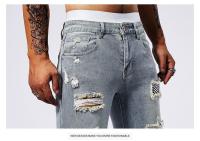 China Grey Mid Waist Urban Fashion wholesale skinny jeans mens Distressed Vintage Washed Regular Custom (Y230) for sale