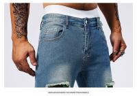 China Blue Blue Youth Trend Slight Stretch wholesale skinny jeans mens Regular Custom (Y224) for sale